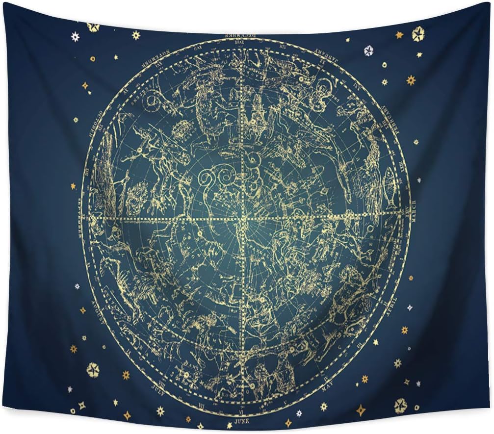 Amazon.com: QCWN Constellation Map Tapestry Wall Hanging,Art Universe ...