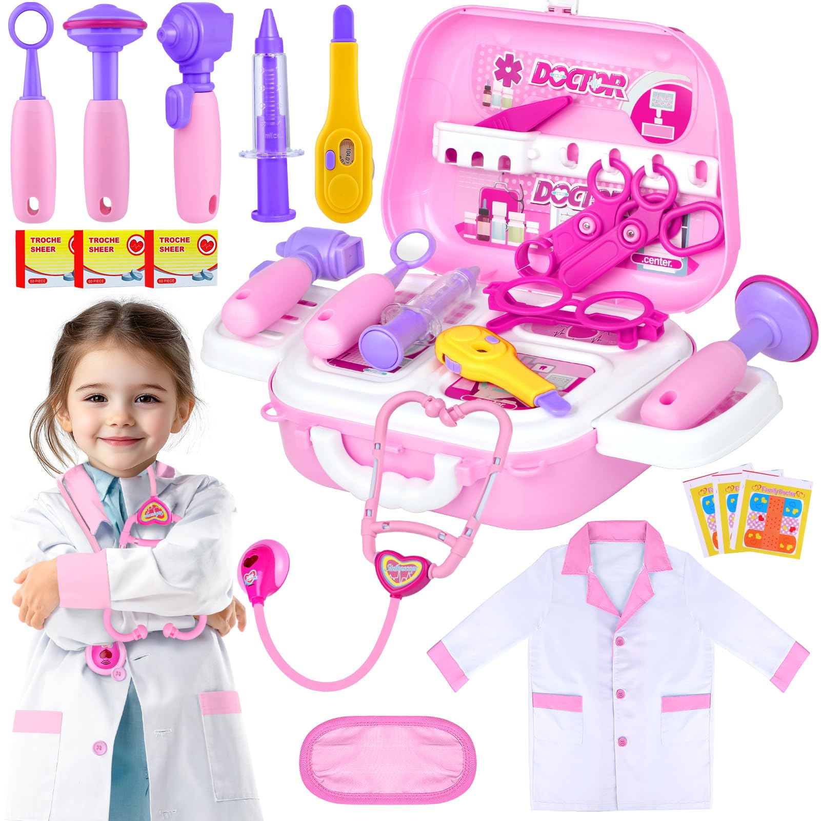 GINMIC Kids Doctor Play Kit, 22 Pieces Pretend Play Doctor Set with ...