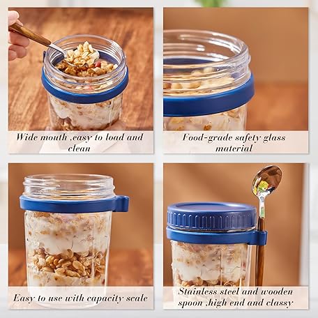 Mua Rtteri Set of 12 Overnight Oats Jars with Lids and Spoon 12 oz ...