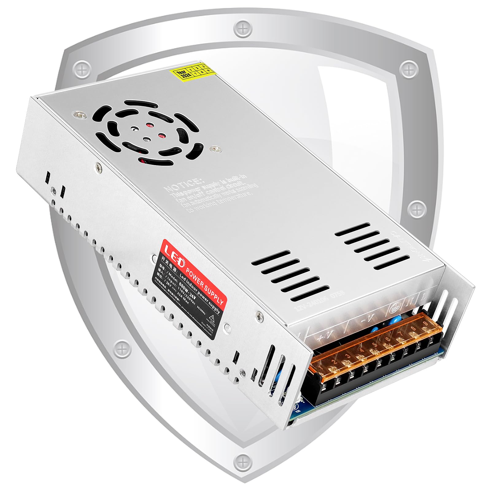 inShareplus 24V 25A 600W LED Power Supply, 100-240V AC to DC 24 Volt ...