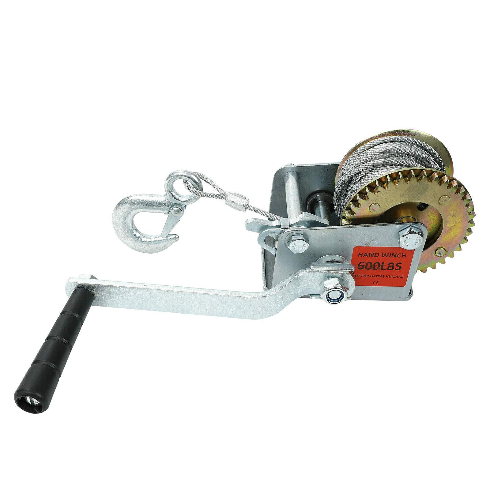 BLACKHORSE-RACING 3500 lbs Hand Winch with 33FT Cable, Hardened Steel 2 ...