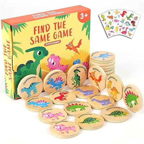 Wooden Match Memory Game for Kids, 24Pc Memory Matching Cards with 5Pc ...