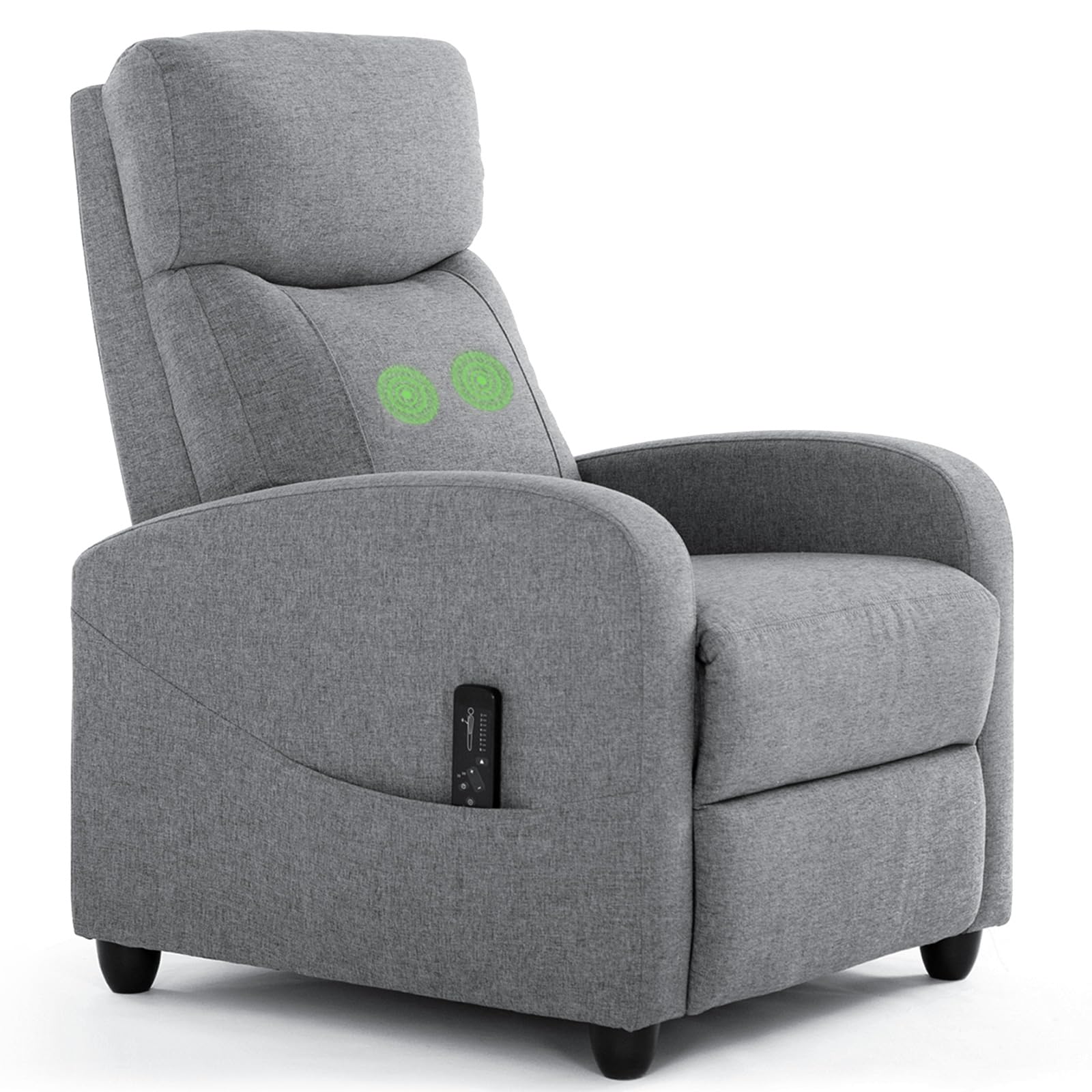 Recliner Chair With Massage And Lumbar Support Small Fabric Home