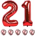 Amazon.com: 21st Birthday Balloons for Her Red, 40 Inch Giant Red Foil ...