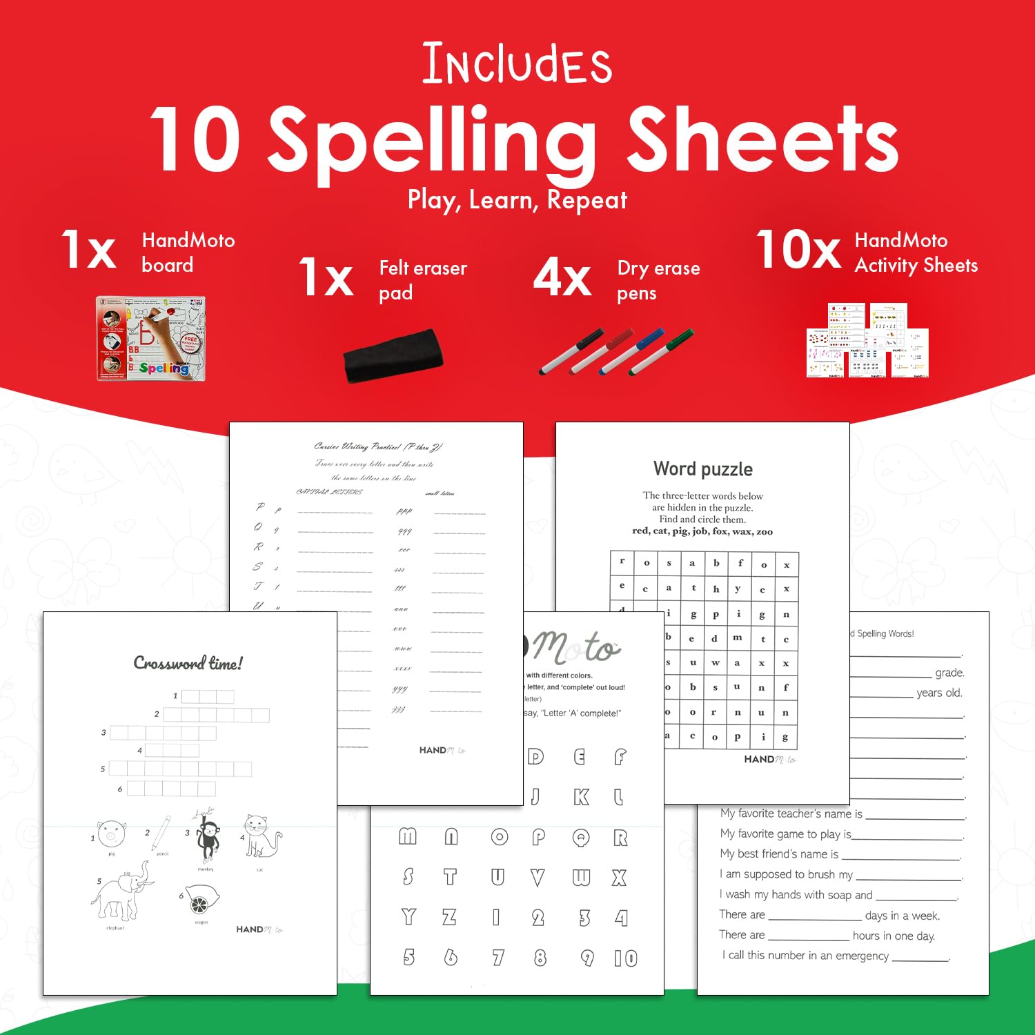 Mua Spelling Themed Dry Erase White Board for Kids - Use Our Dry Erase ...