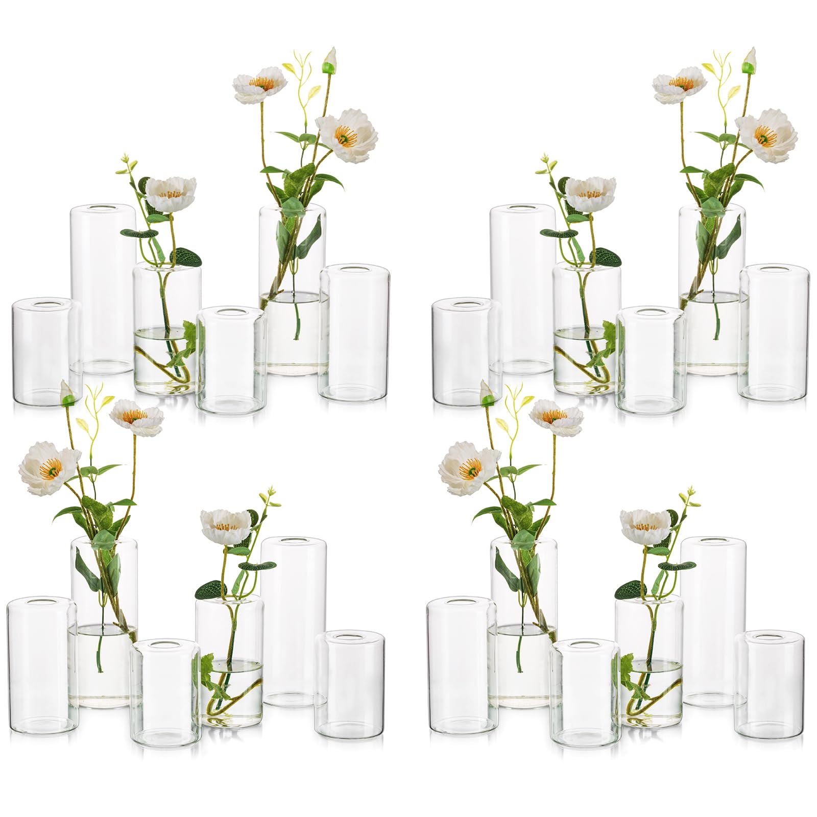 Small Glass Vases for Centerpieces – Hewory 24pcs Clear Blown Single ...
