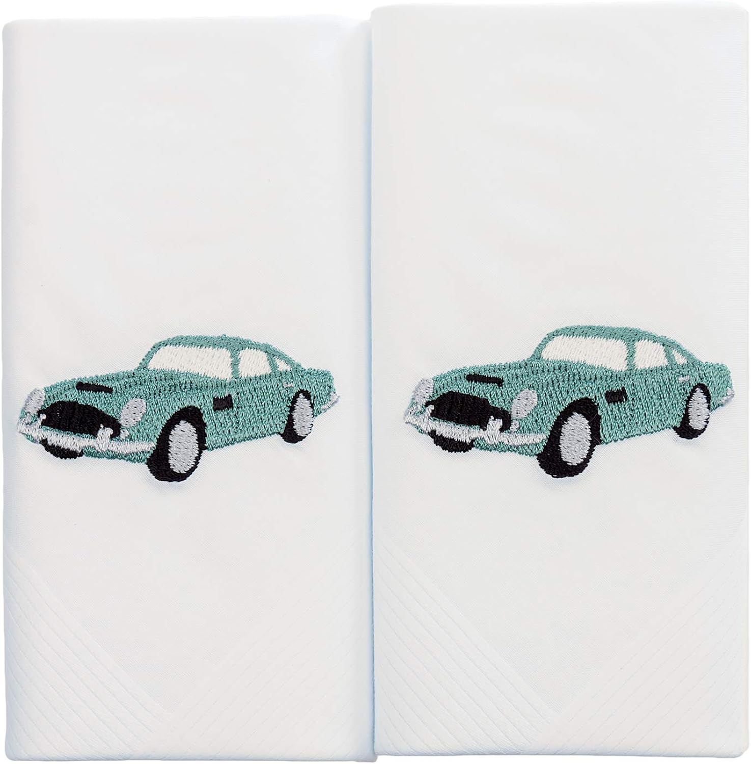 Classic Car Hankies - White Handkerchiefs for Men with Embroidered ...