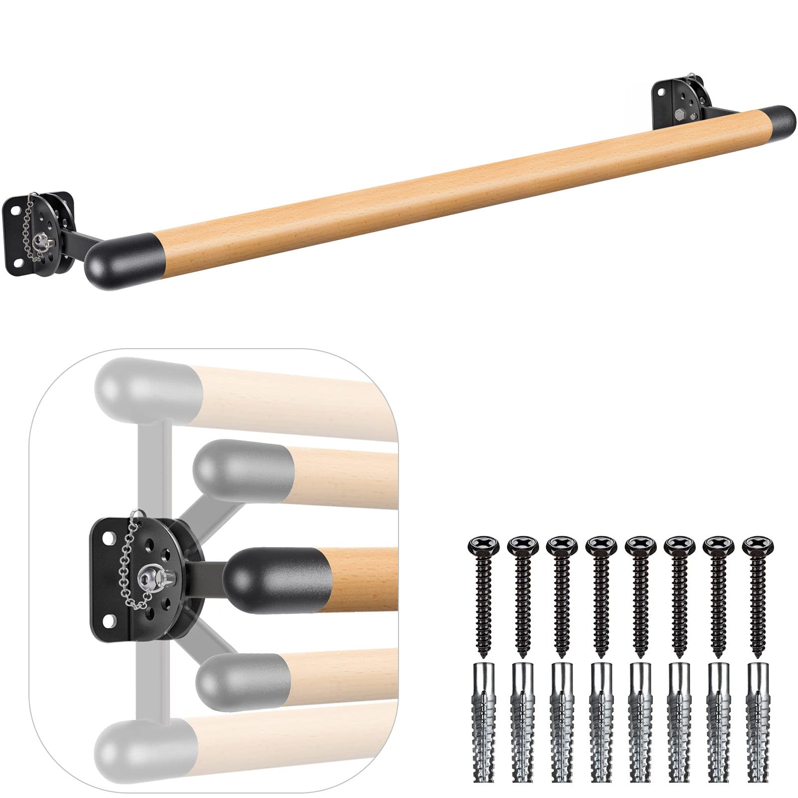 Dolibest Space Saver, 3 ft Ballet Barre, Wall Mounted Traditional Wood ...
