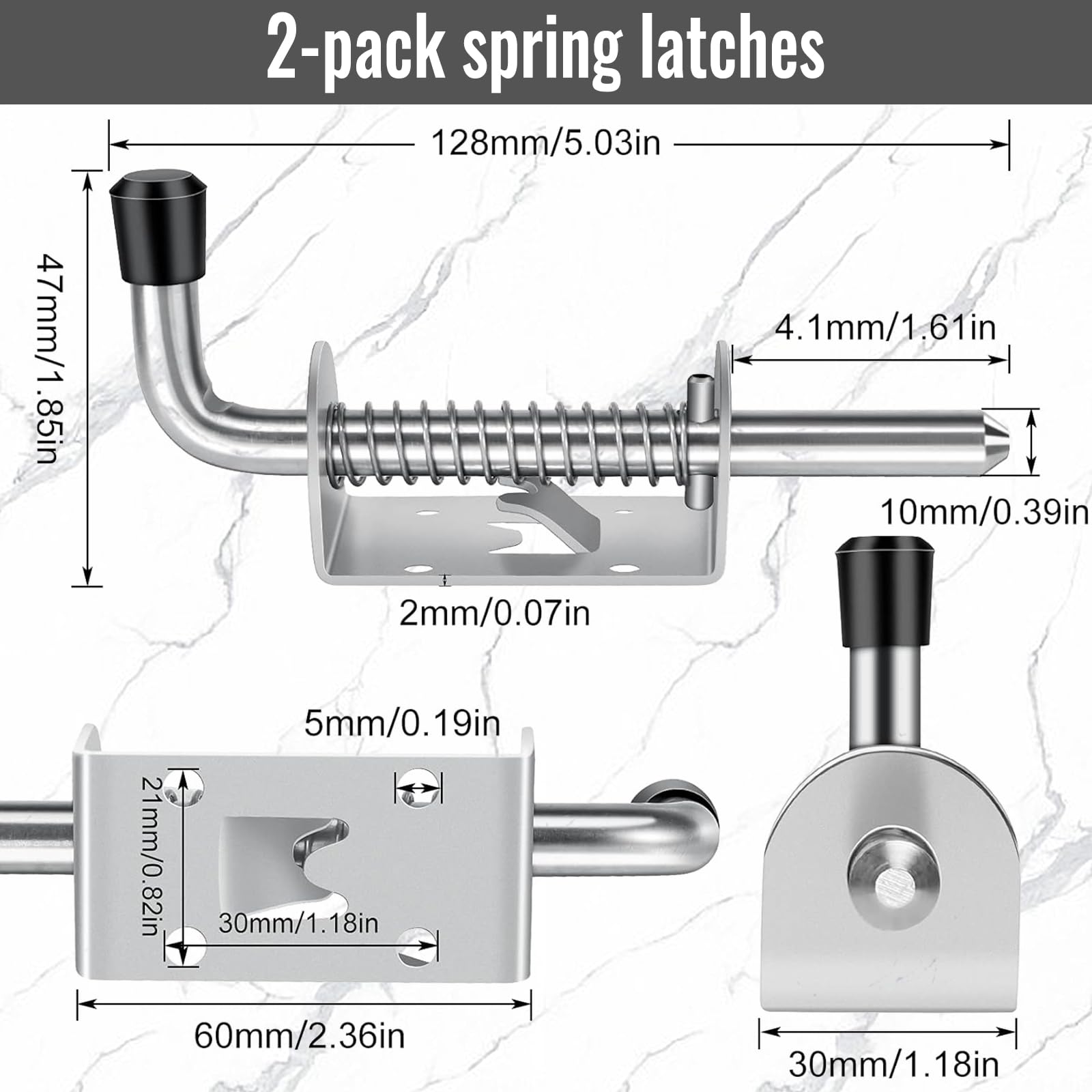 Mua Gate Latch, Pack of 2 Spring Latches 304 Stainless Steel, Spring ...
