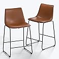 Amazon.com: NicBex Retro Bar Stools Crazy-Horse Leather with Metal Legs ...