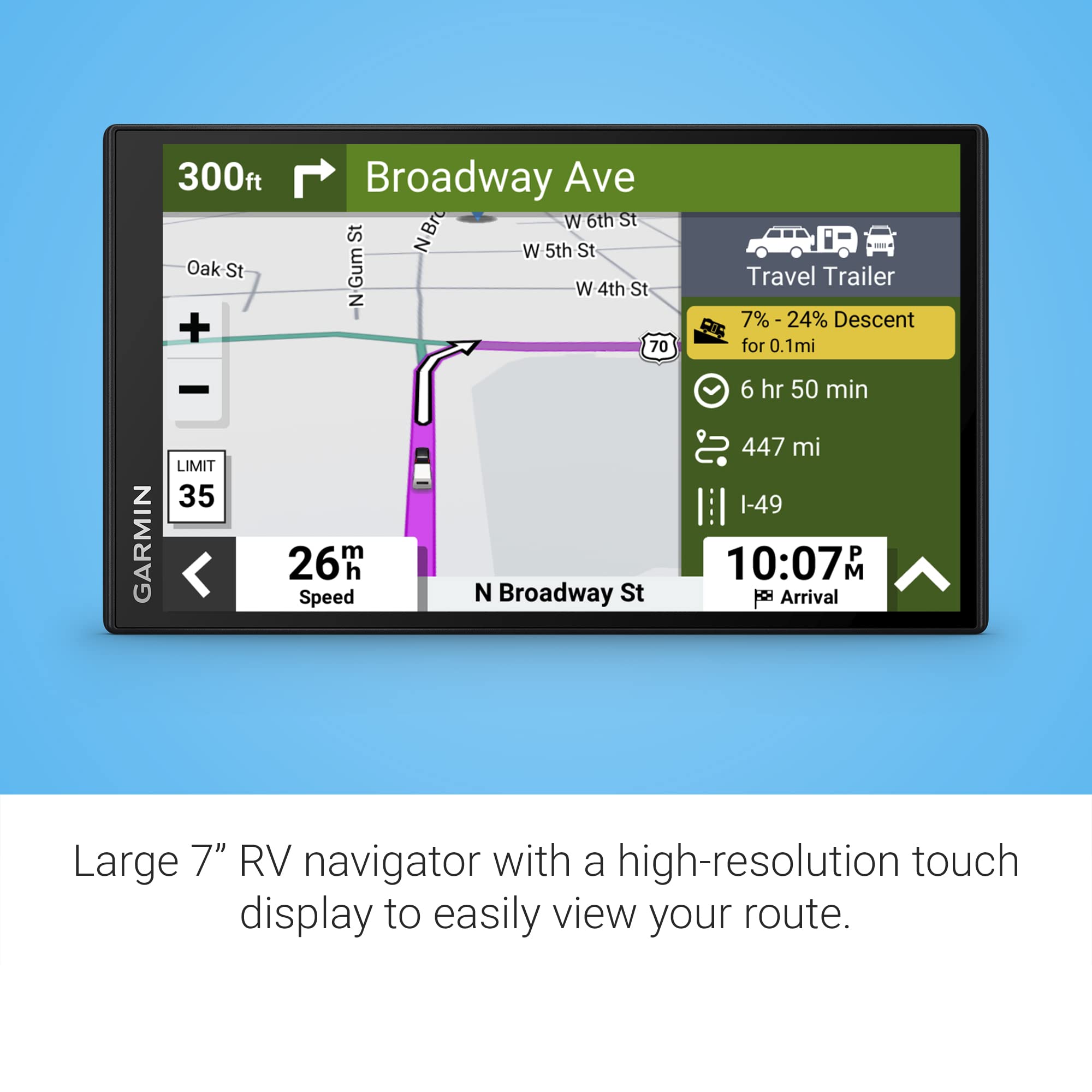 Garmin RV 795, Large, Easy-to-Read 7” GPS RV Navigator, Custom RV ...