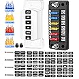 Telsitine 6 Way Fuse Box, 12V Blade Fuse Block with Negative Bus, Fuse Box Holder with Sticker ...