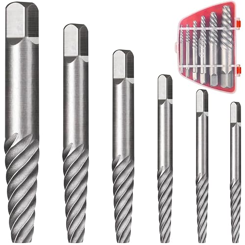 DOAHO 6 Pcs Spiral Screw Extractor Set, Cr-Mo Bolt Extractor Kit, Easy ...