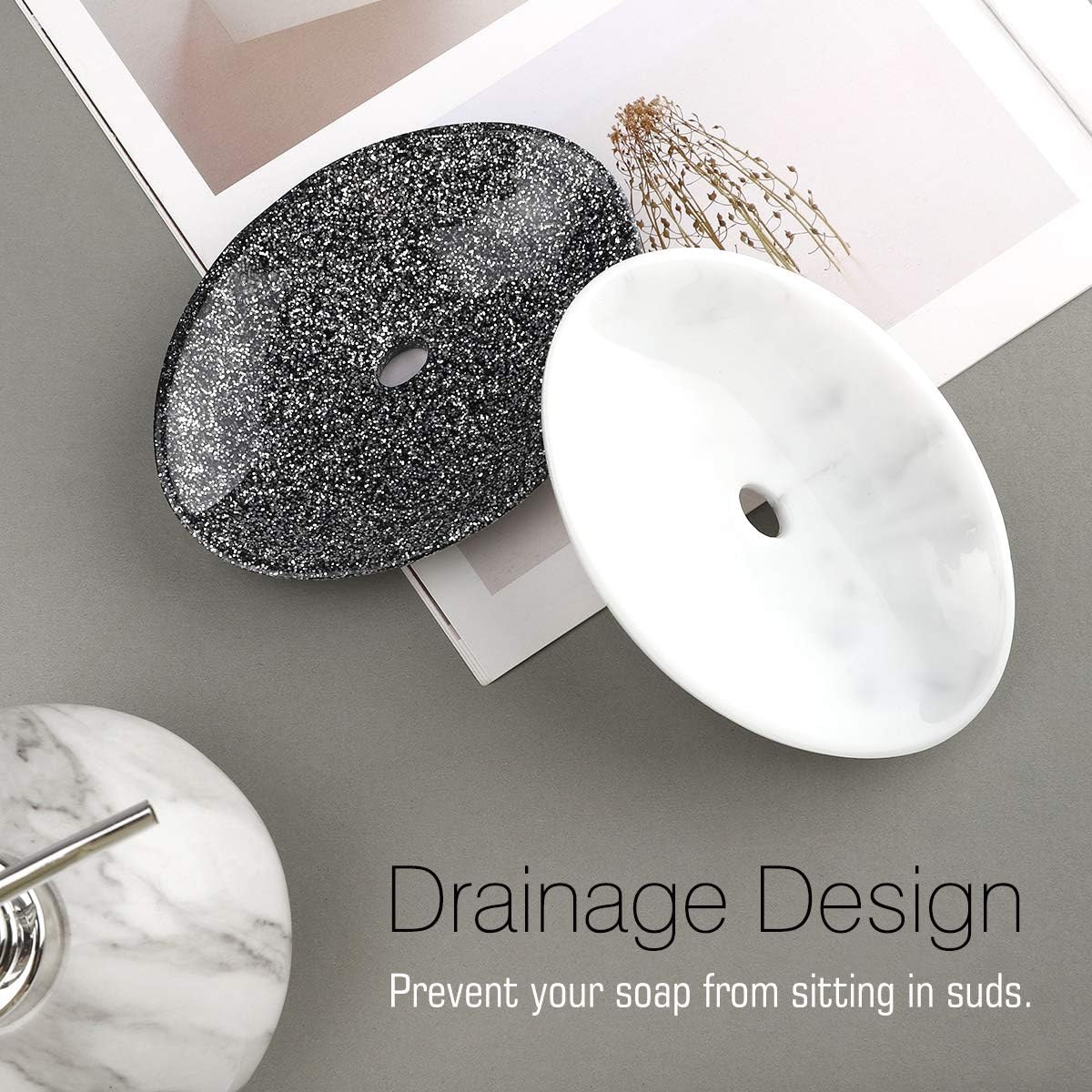 Luxspire Soap Dish Draining, Resin Soap Dish for Shower, Bathroom, Sink ...