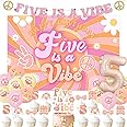 Amazon.com: Balterever Five is a Vibe Birthday Party Decoration Groovy 5th Birthday Party ...