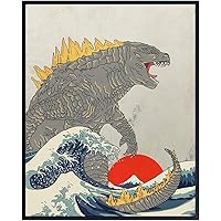 Amazon.com: Great Wave Off Kanagawa - Godzilla Poster, Monster Movie ...
