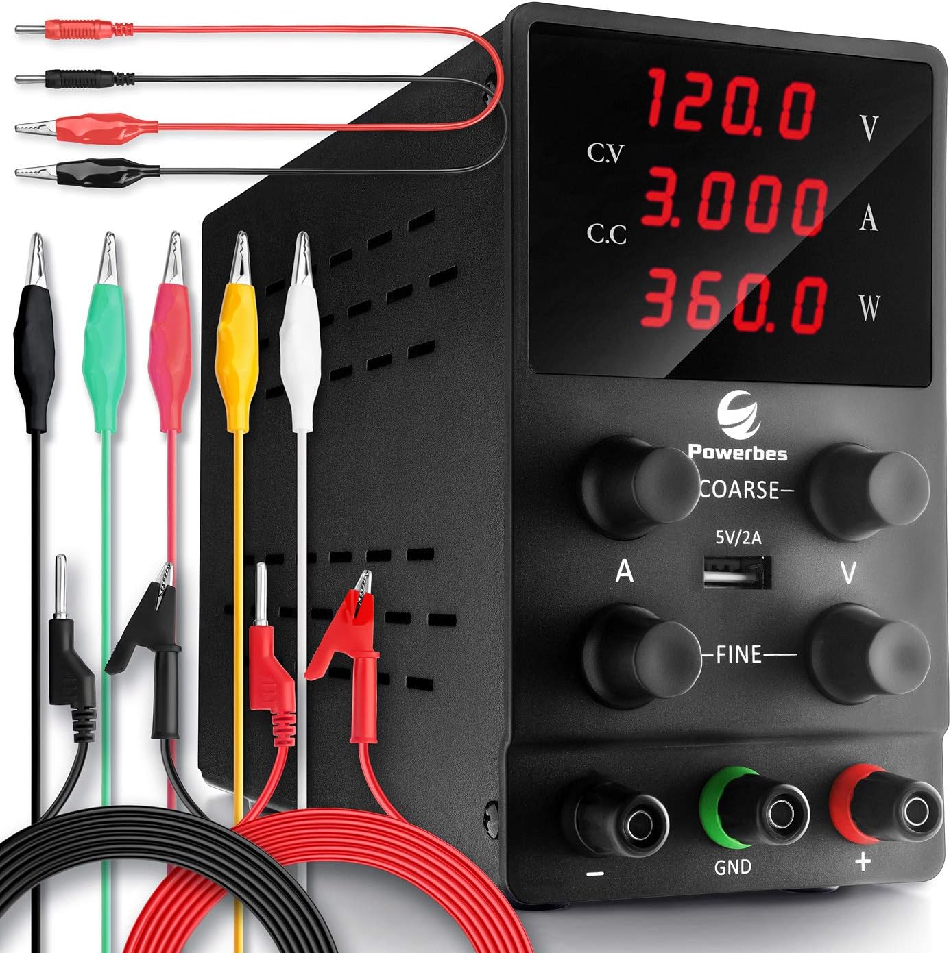 POWERBES DC Power Supply Variable 120V 3A Adjustable Switching ...