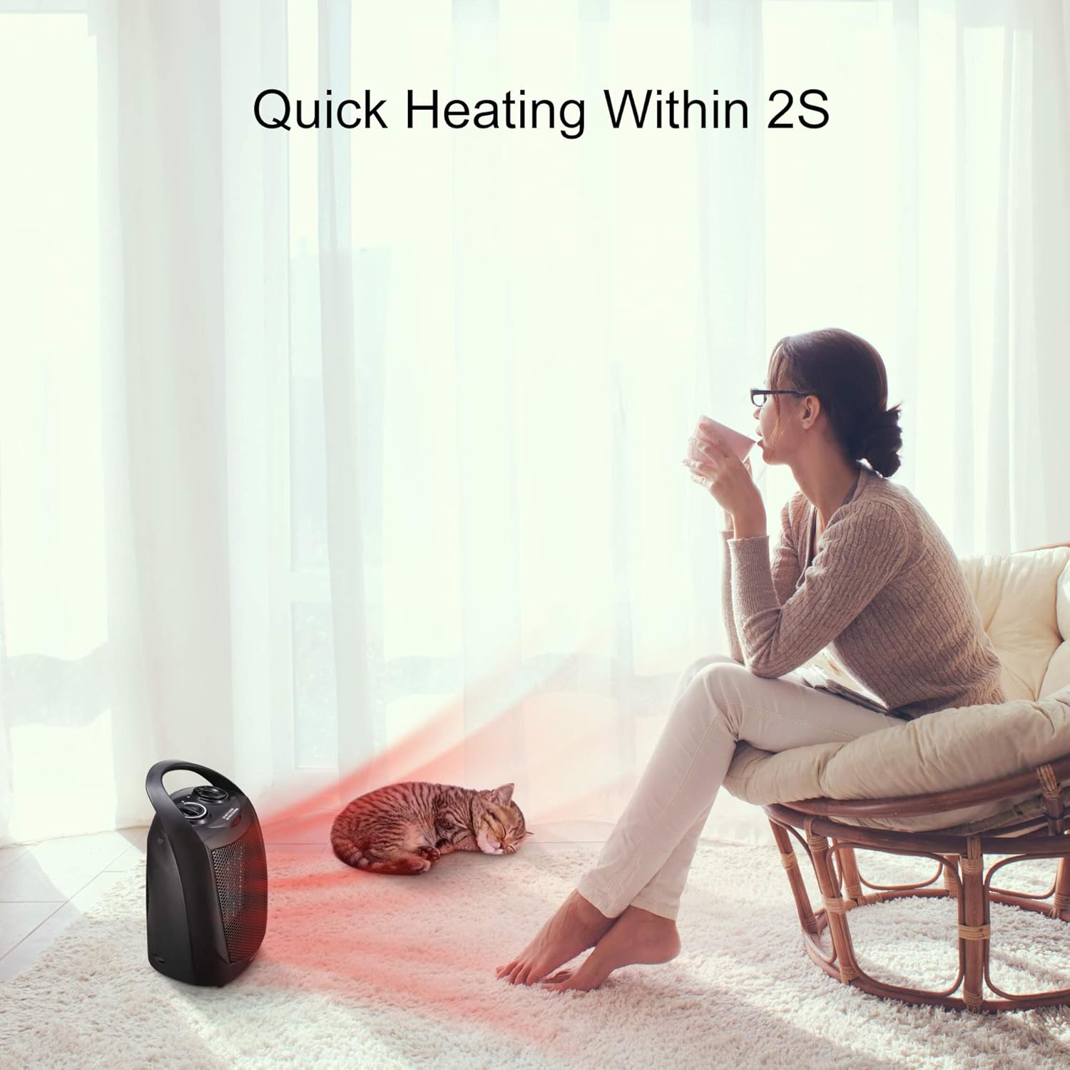 Electric Space Heaters 750W/1500W andily Portable Ceramic Space Heater ...