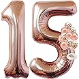Amazon.com: Giant Rose Gold 15 Balloons Number -Large 40 Inch | Number ...