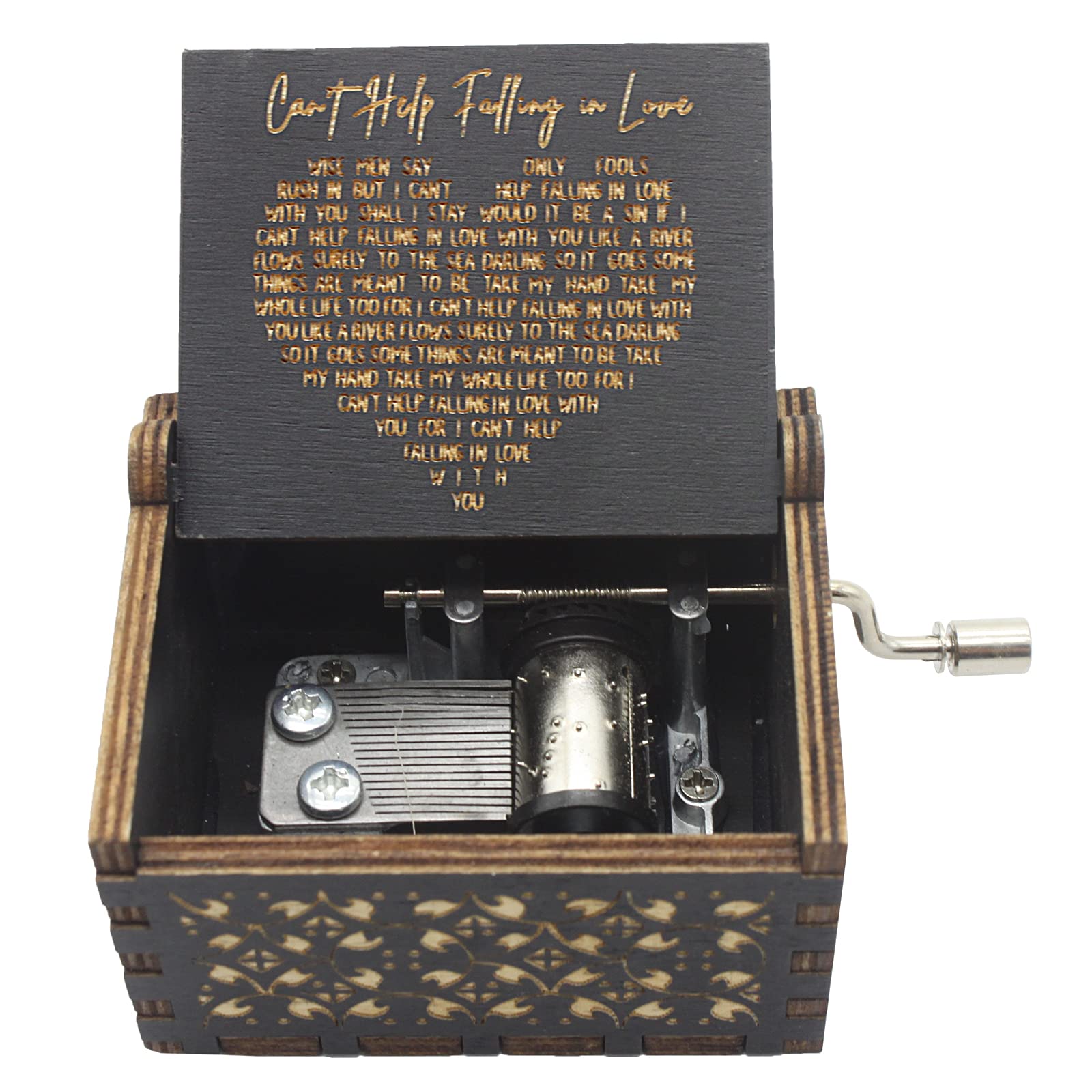 UNIQLED Can’t Help Falling in Love Music Box Black Hand Crank Vintage ...