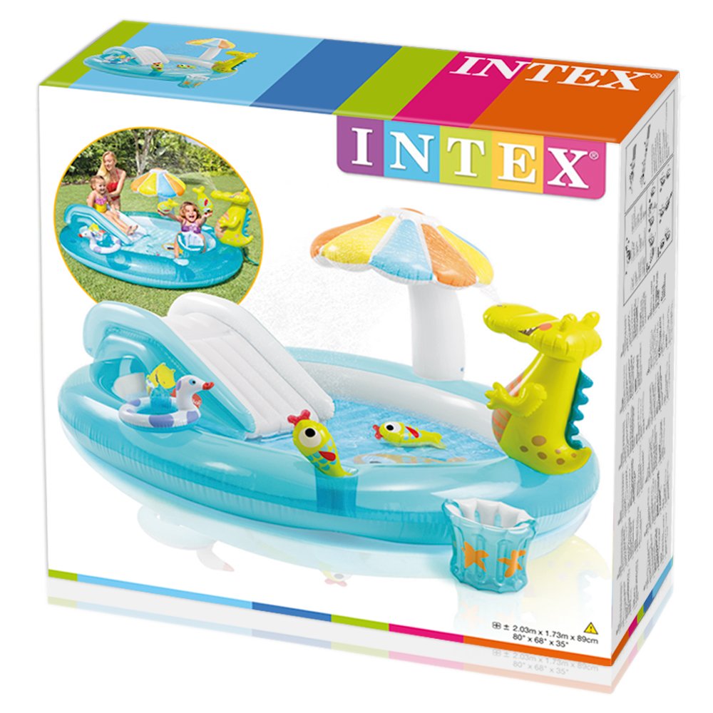 Intex Kids Inflatable Play Centre Slide Swimming Paddling Pool Water ...