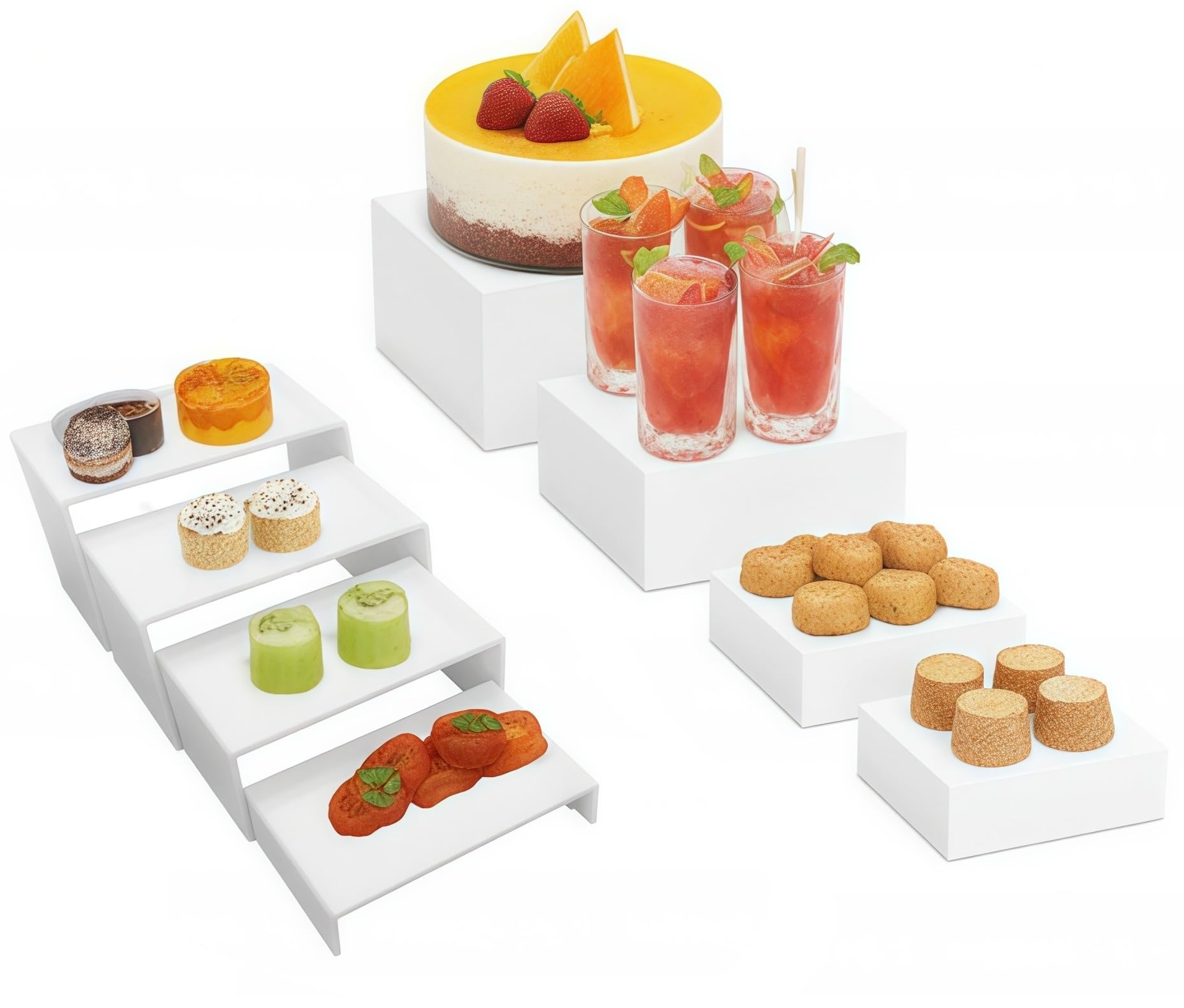 ModWgGuo 8 Pcs Acrylic Display Riser White Risers Buffet Risers Display ...