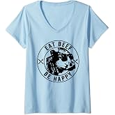 Amazon.com: Eat Beef Be Happy Funny Heifer Cow Farmer T-Shirt ...