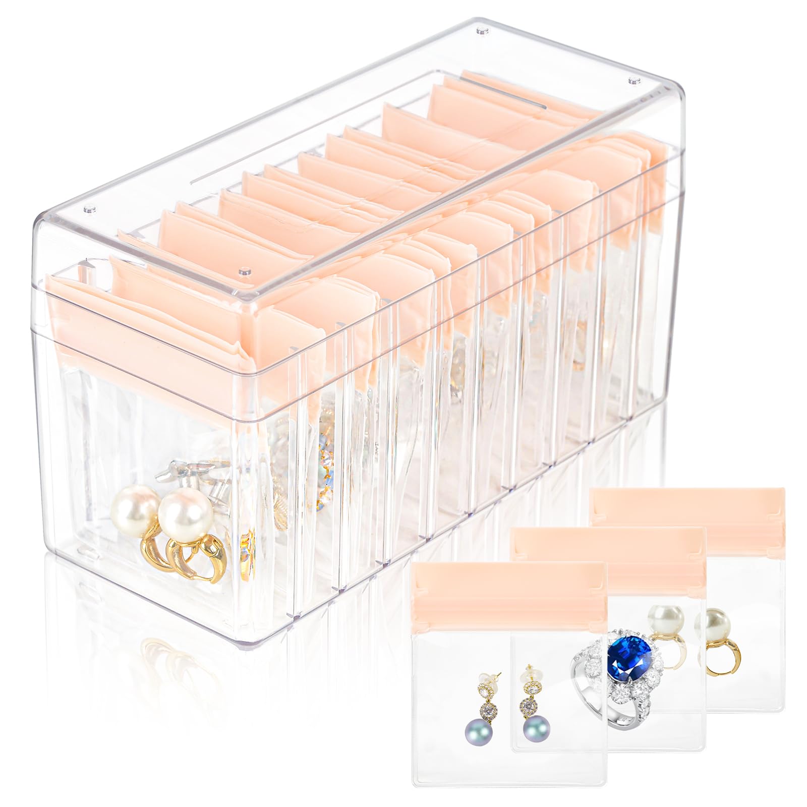 CKHXR Acrylic Jewelry Box,Clear Jewelry Organizer with 15 EVA Portable ...