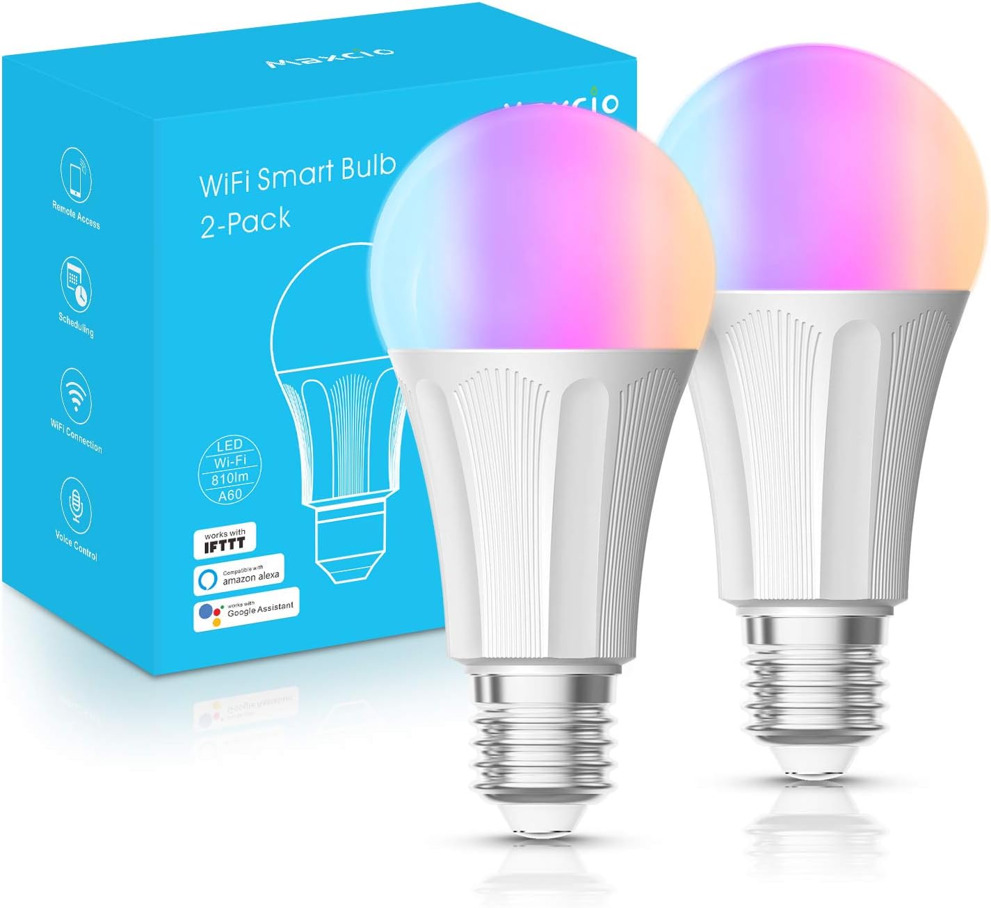 Alexa Lampe, Maxcio Wlan Smart Led Glühbirnen [E27, 9W] RGB Wifi Bulb ...