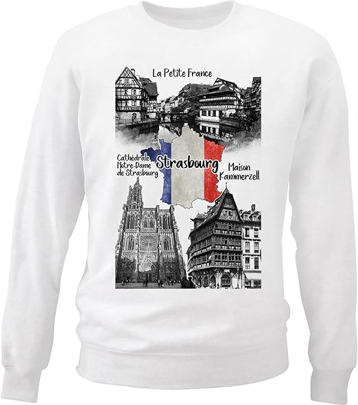 teesquare1st Men's France Strasbourg White Sweatshirt: Amazon.co.uk ...