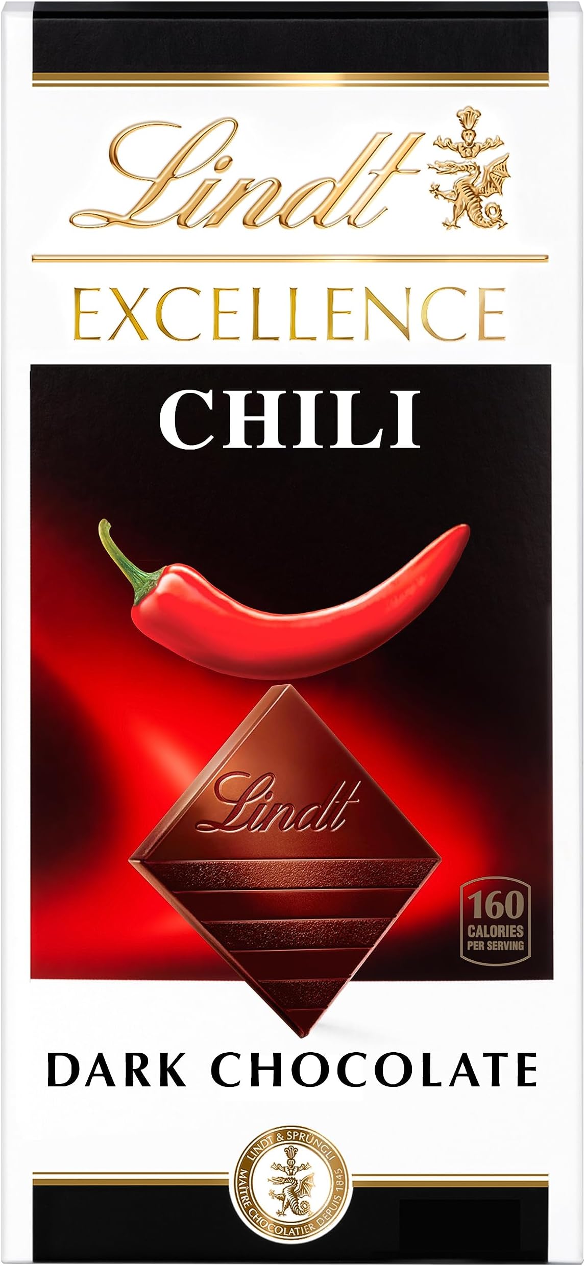 Lindt EXCELLENCE Chili Dark Chocolate Candy Bar, Dark Chocolate Infused ...