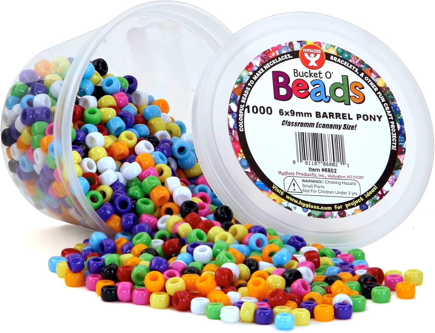 Amazon.com: Hygloss Products Bucket O'Beads Class Economy 1000 barrel ...