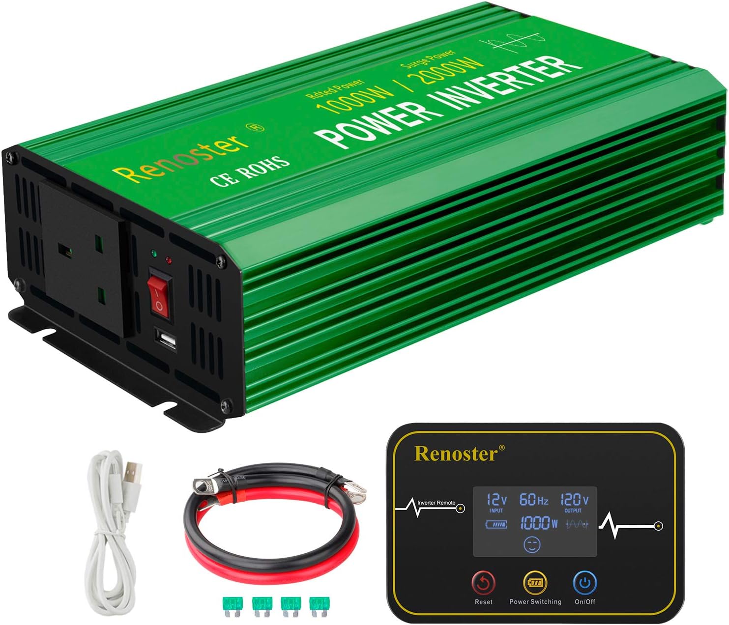 Renoster 3000W Pure Sine Wave Inverter Power Converter DC 12V to AC ...