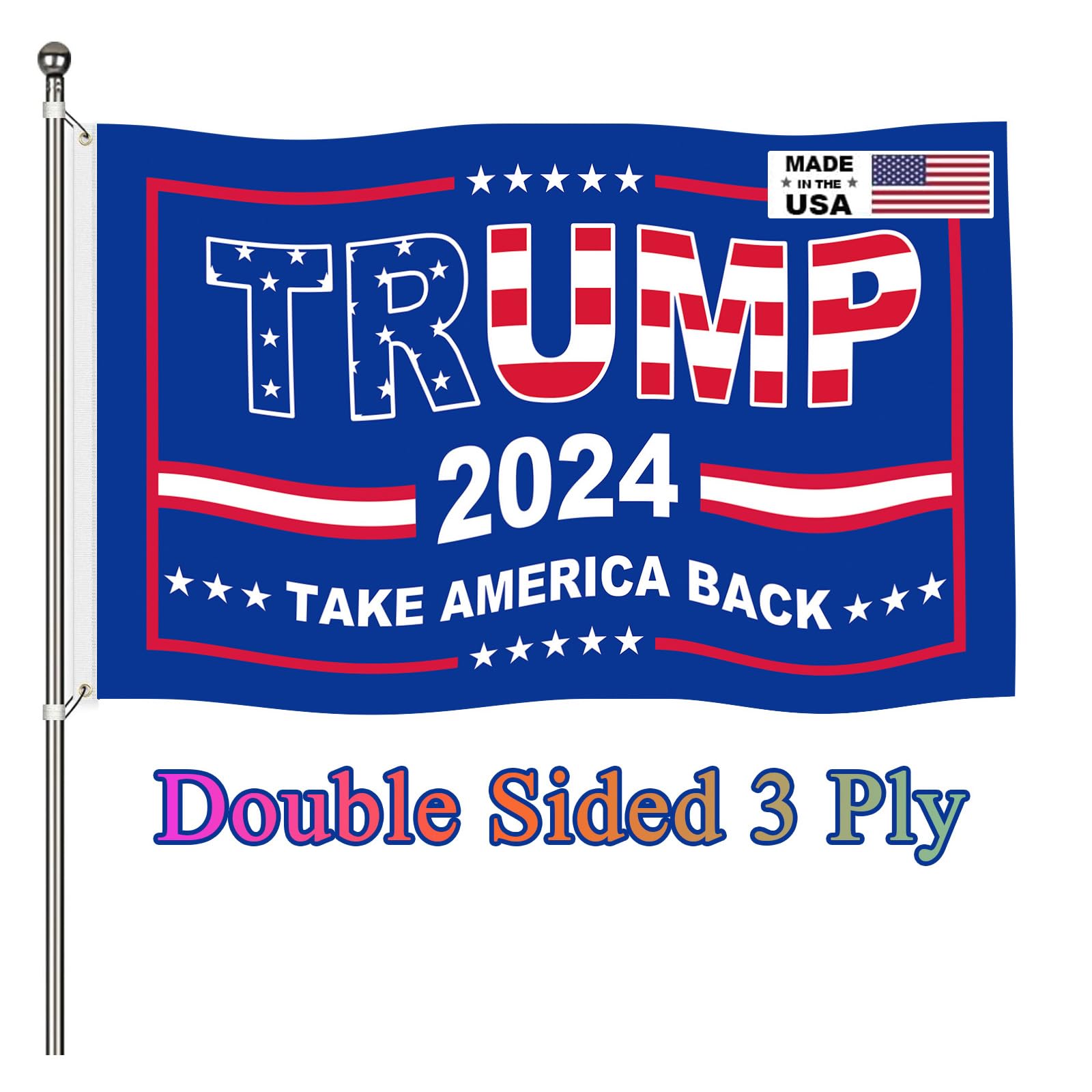 Trump 2024 Flag,3x5 FT Trump Flag Double Sided 3 Ply,Take America Back Trump Flags Banner UV ...