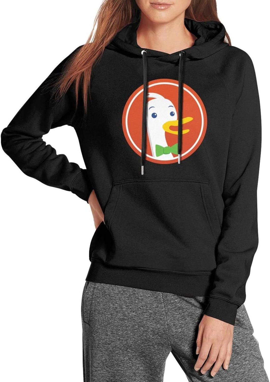 Duckduckgo-Logo- Hoodie for Women Kangaroo Pocket Long Sleeve Shirt ...