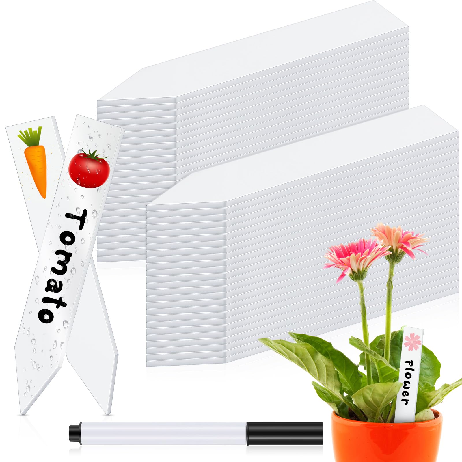 CroBlissful 50 Pcs 4 Inch Acrylic Plant Labels Garden Plant Markers ...