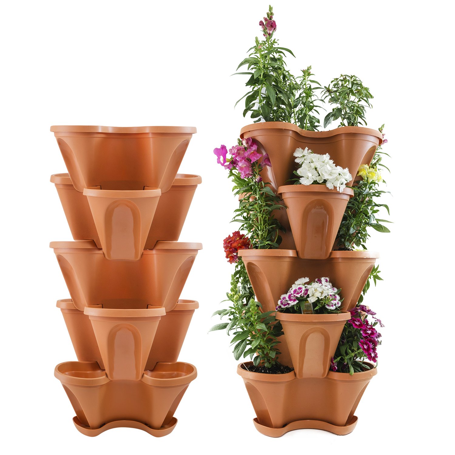 Houseables 5 Tier Planter, Stackable, 28" H x 12" W, Polypropylene ...