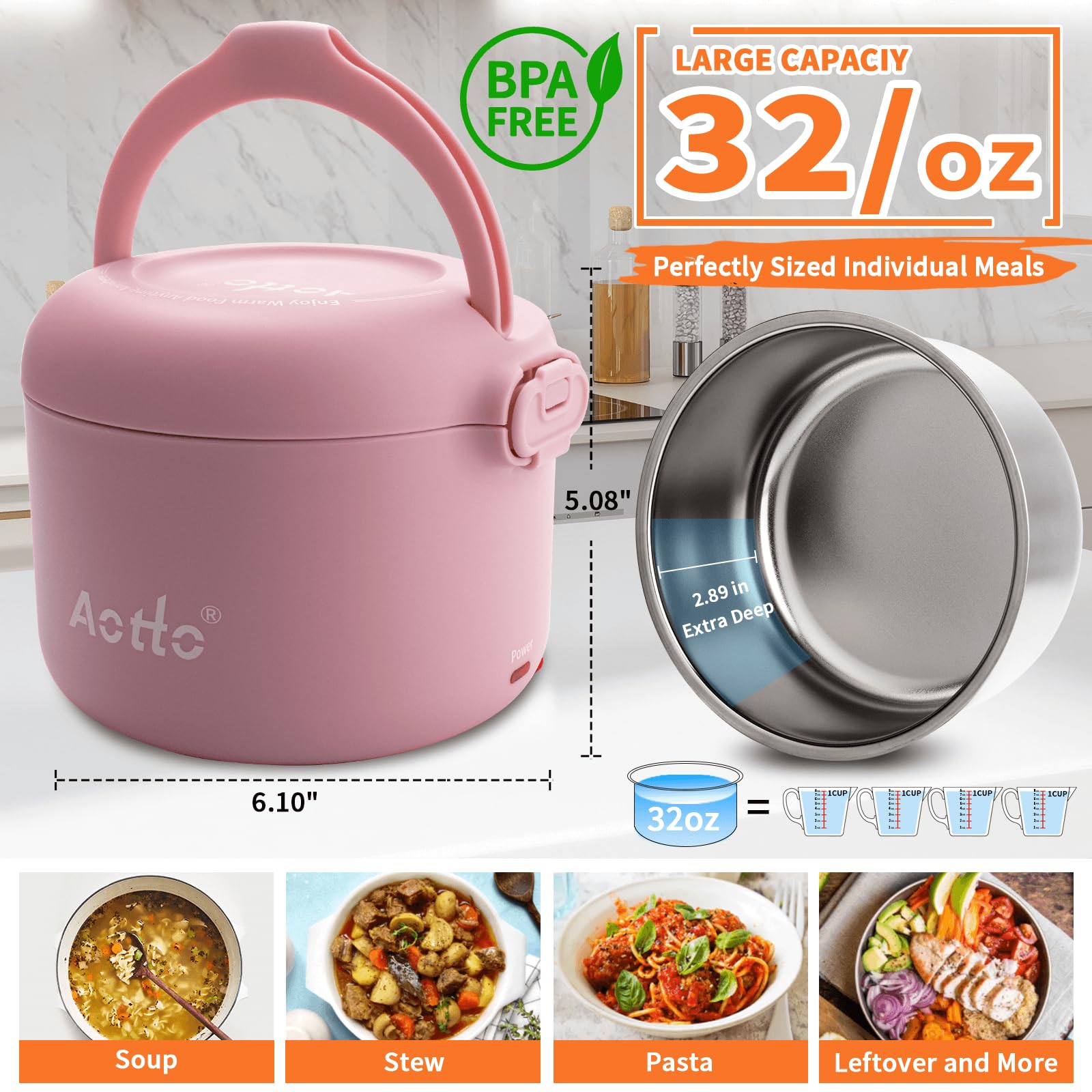 Mua Aotto Electric Lunch Box, 50/70/80W 3 in 1 Portable Food Warmer Heated Lunch Boxes for ...