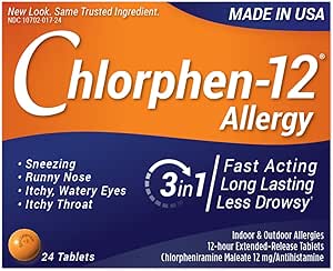 Amazon.com: Chlorphen Chlorpheniramine Maleate, 12 Mg Extended Realease ...