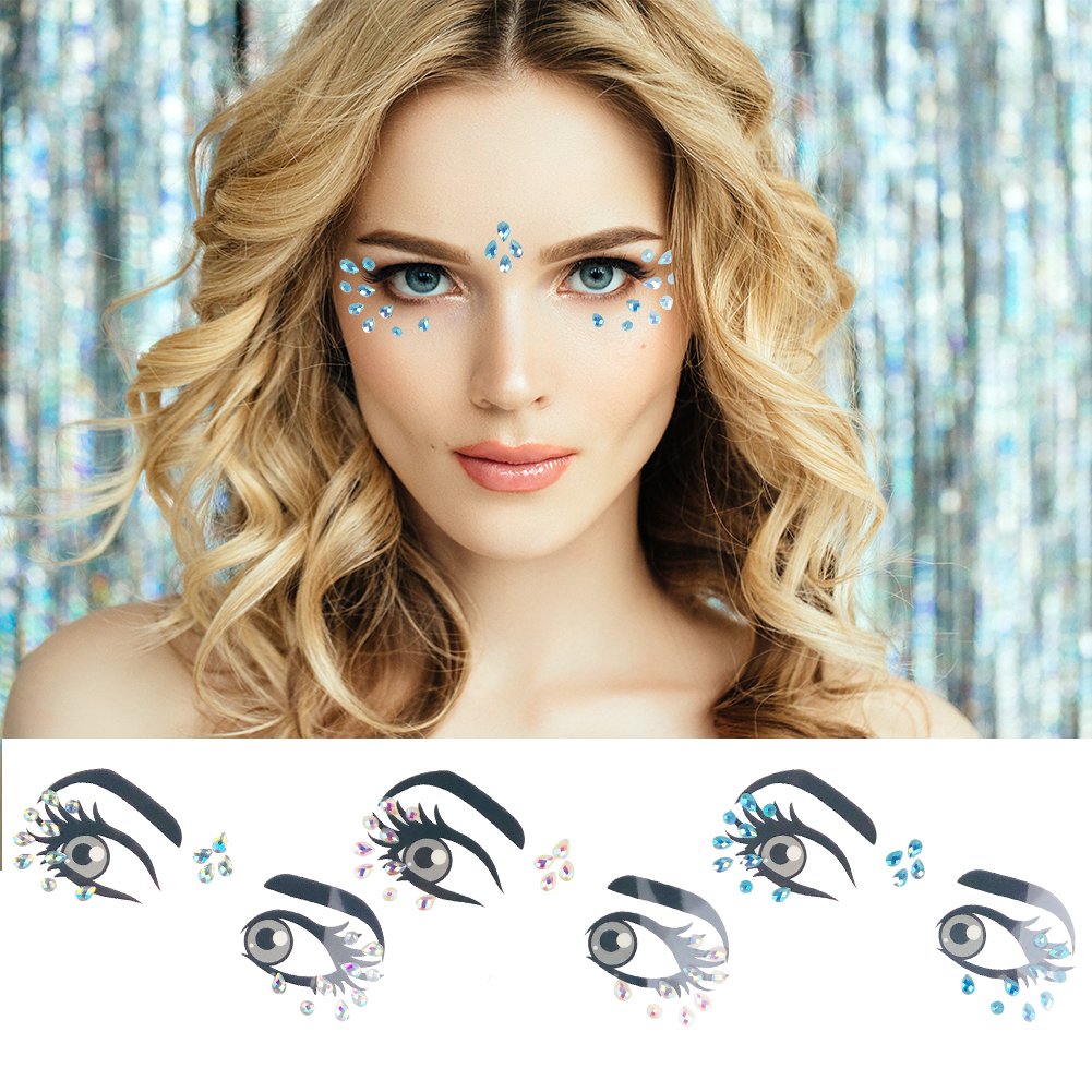 Amazon.com : Leoars Festival Face Jewels Sticker, 3-Color Mermaid Tear ...