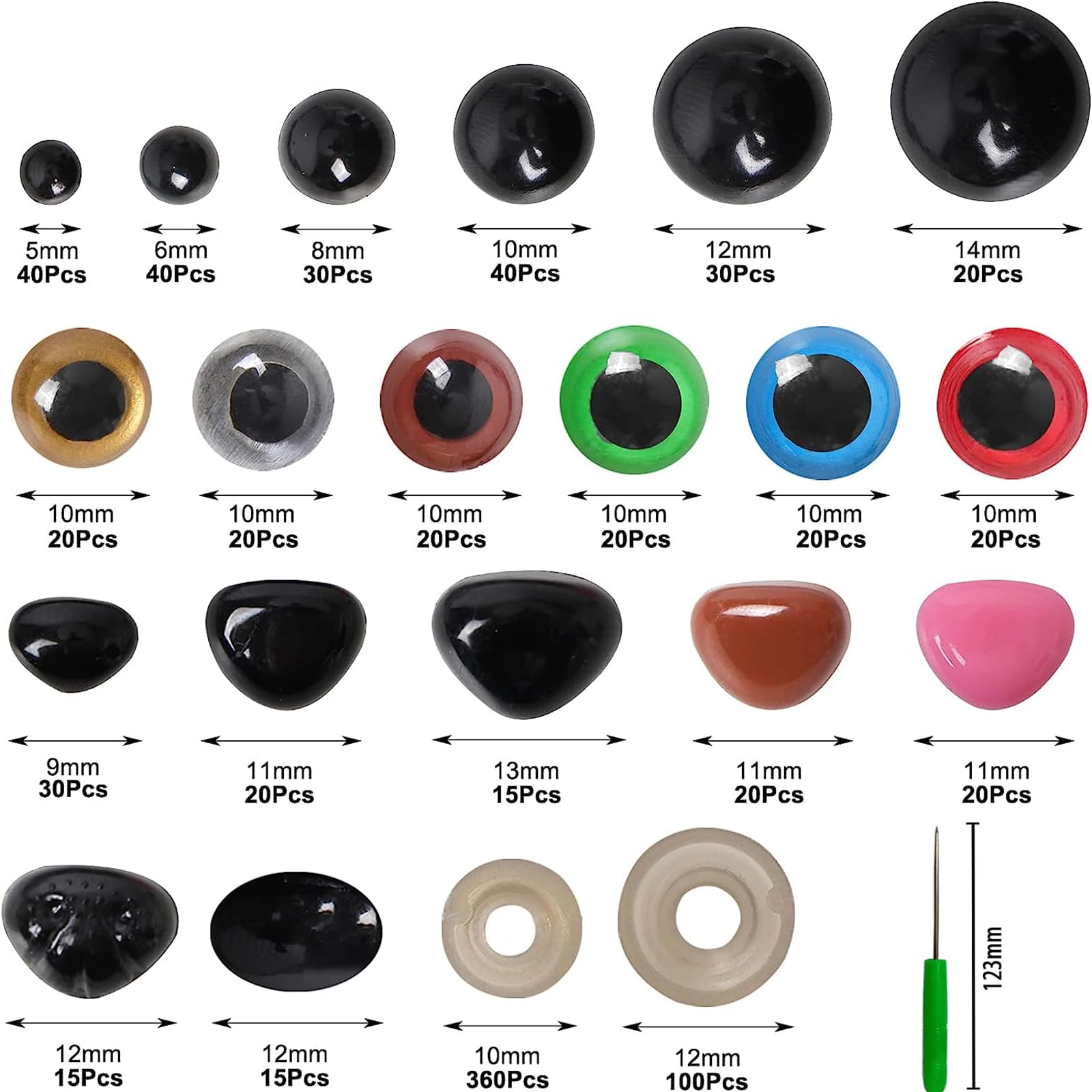 Mua DEMOCRATIDO 915PCS Plastic Safety Eyes and Noses for Amigurumi ...
