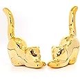Amazon.com: Dawbun Small Animal Statue Gold Cat Decor Ceramic Cat ...