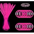 Amazon.com: NUDALA 200 Pcs Pink Glow Sticks Bracelet Necklaces Bulk ...