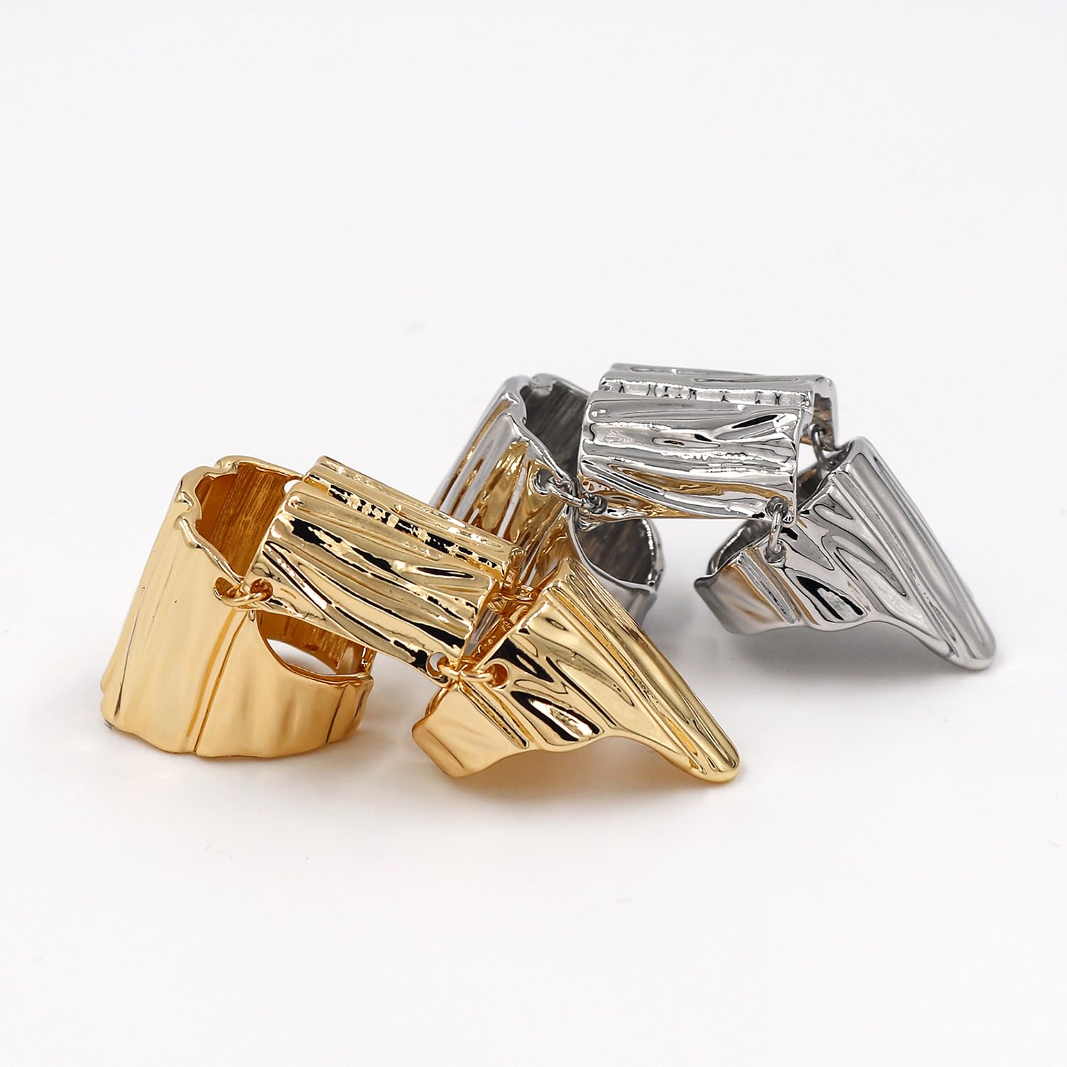 L'VOW Futuristic Y2K Full Finger Active Long Ring Knuckle Joint Claw ...