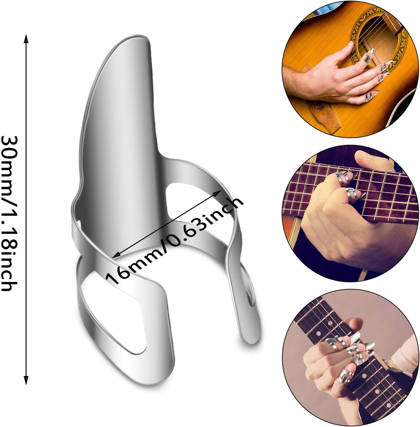 15 Pieces Adjustable Finger Picks Plectrums Stainless Steel Guitar ...