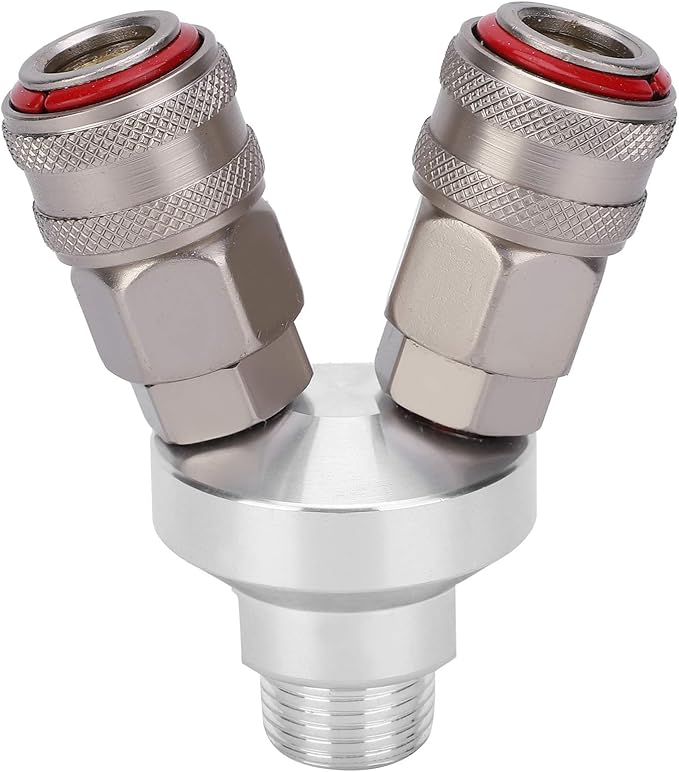 2 Way Quick Coupler, Self‑Locking All Chrome Plated Pneumatic Component ...