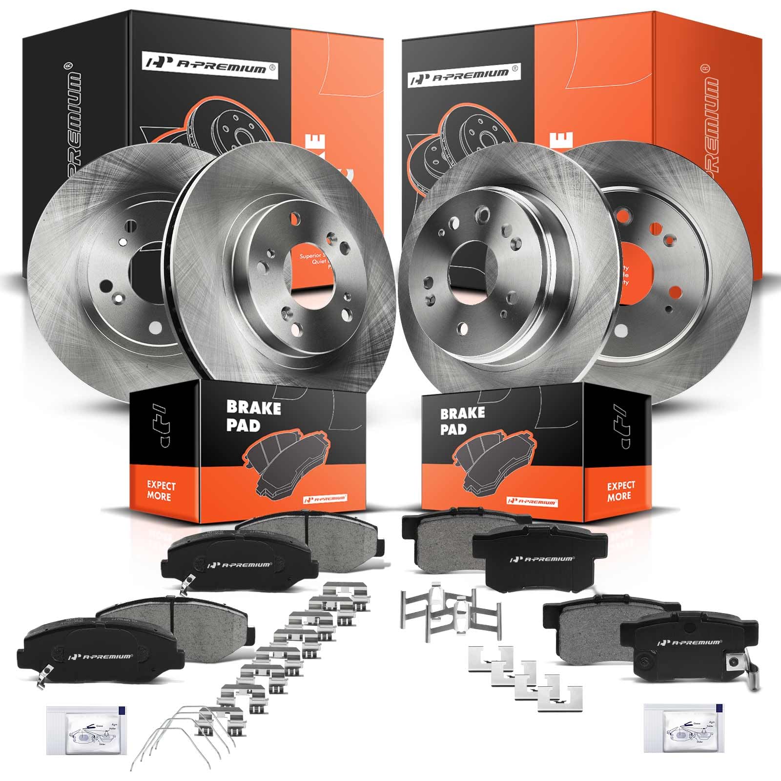 A-Premium Front Vented & Rear Solid Disc Brake Rotors + Ceramic Pads ...