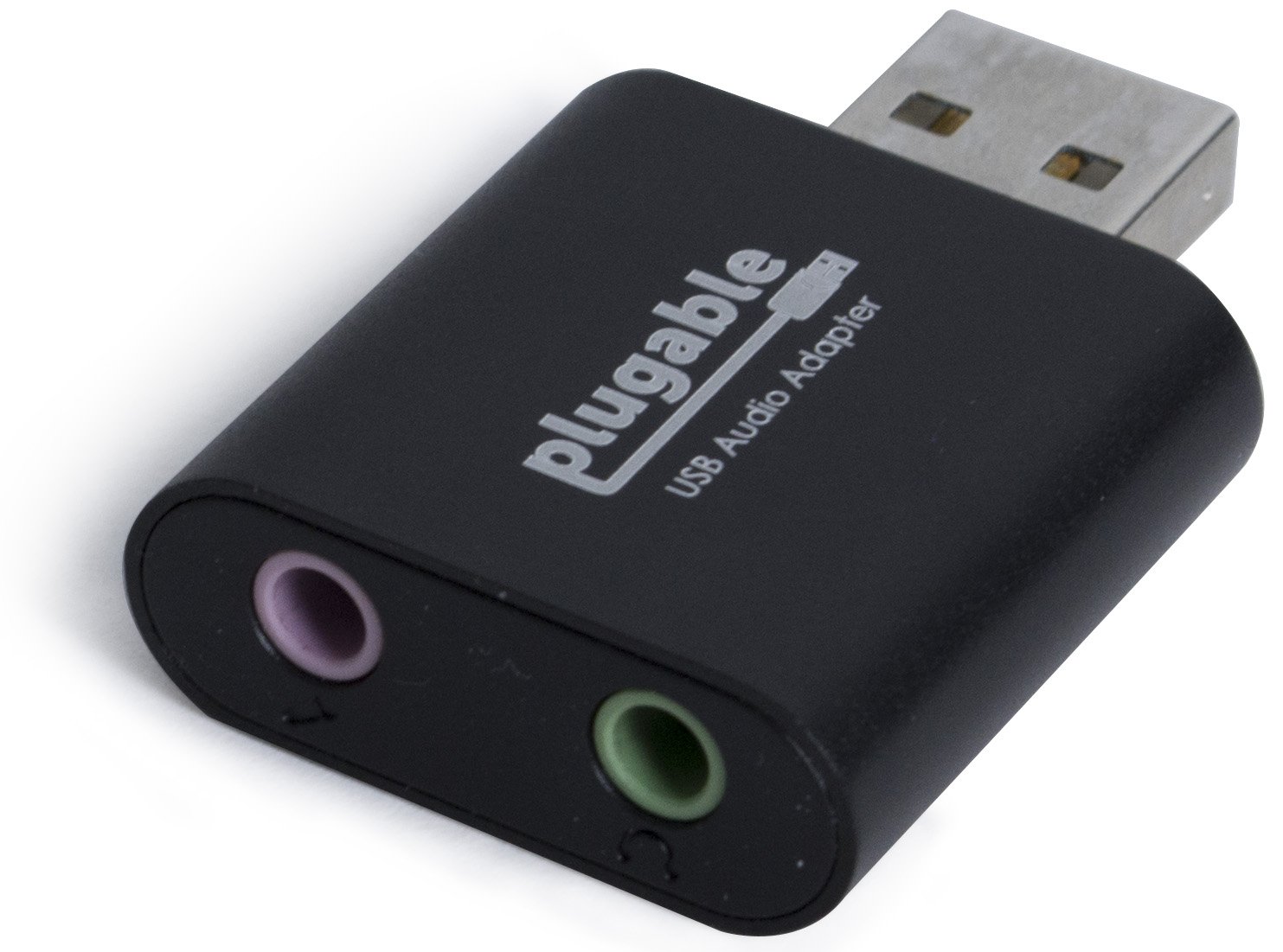 Plugable USB Audio Adapter With 3 5mm Speaker Headphone And Microphone Jacks Black Aluminum C 