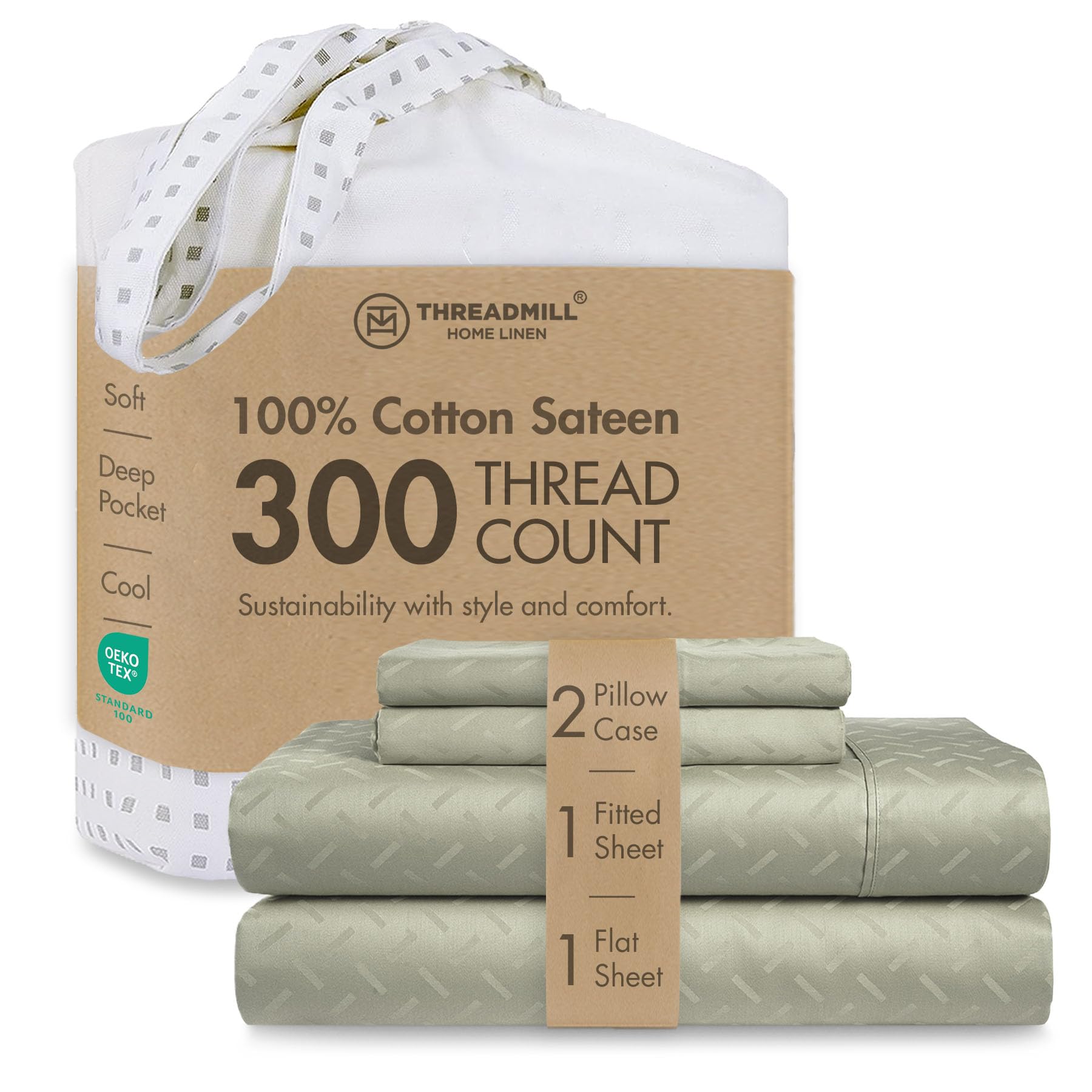Threadmill Cotton Queen Sheet Set | 100% Cotton Sheets for Queen Size ...