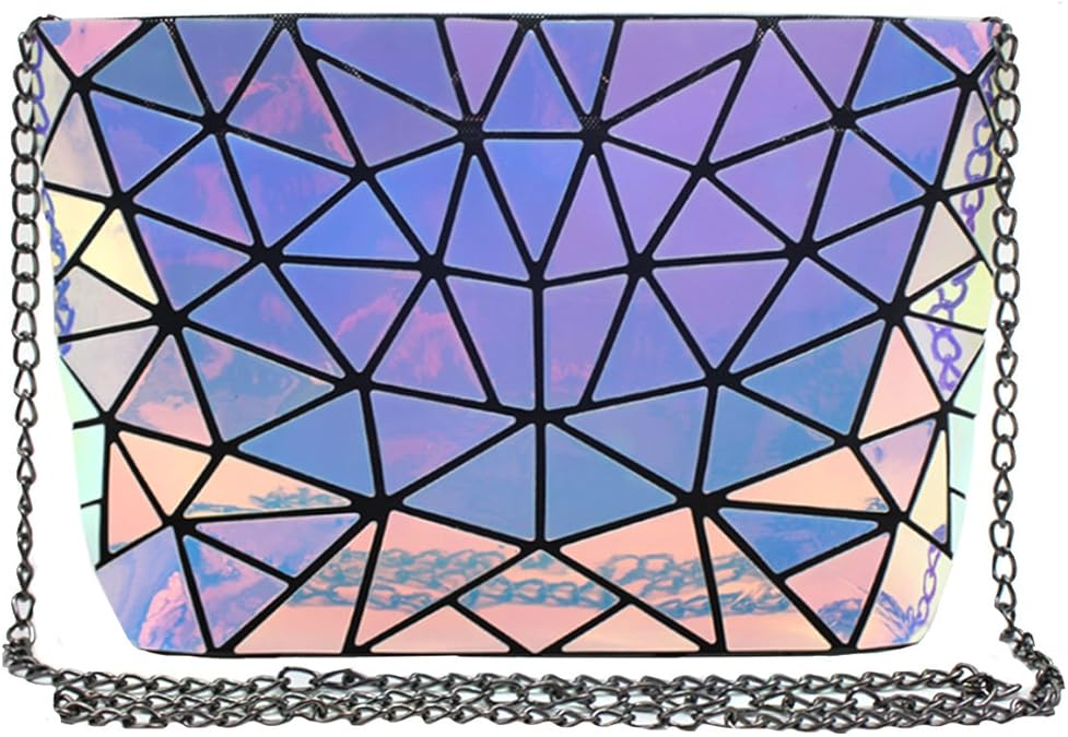 Meliya Womens Fashion Geometric Holographic Handbag Laser Leather ...
